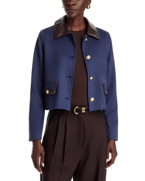 DOLCE CABO Faux Leather Trim Faux Suede Jacket