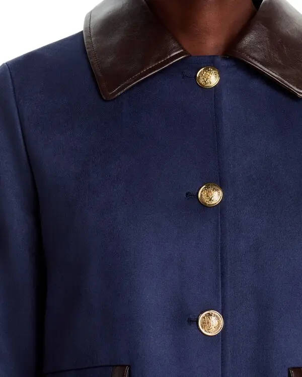 DOLCE CABO Faux Leather Trim Faux Suede Jacket