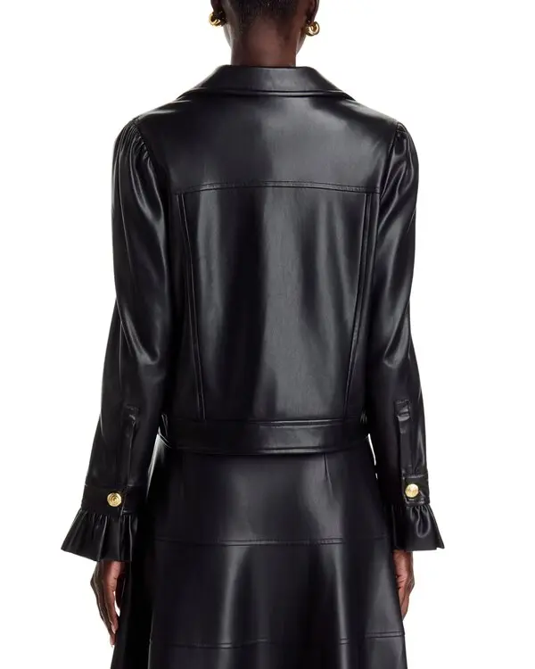 DOLCE CABO Faux Leather Ruffle Trim Jacket