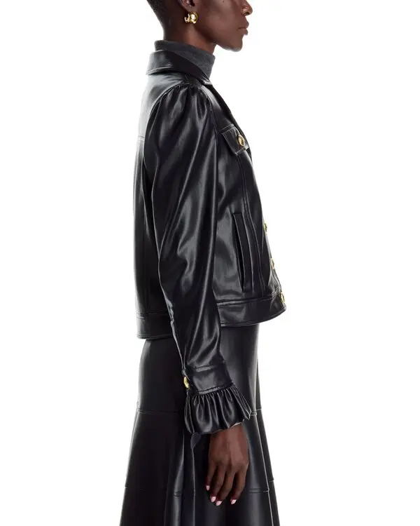 DOLCE CABO Faux Leather Ruffle Trim Jacket