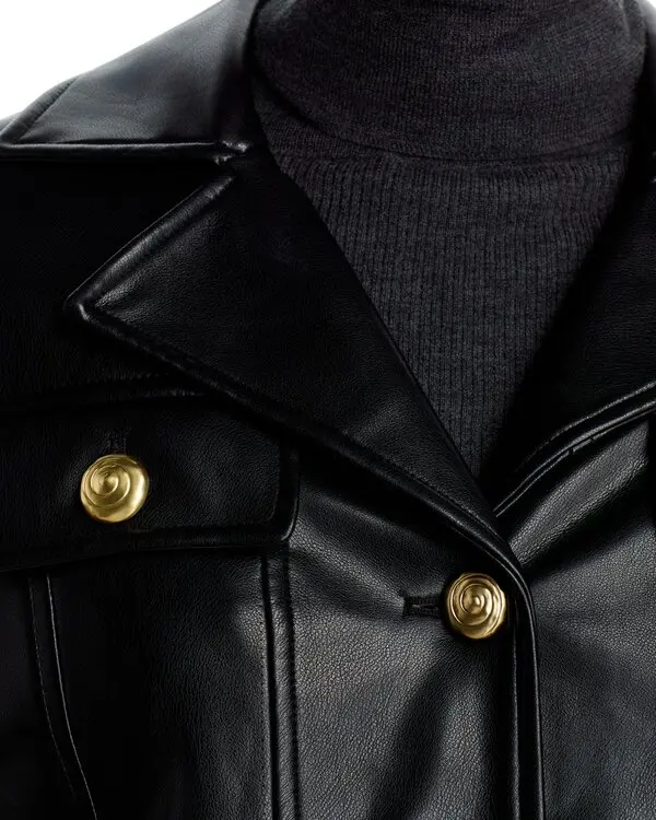 DOLCE CABO Faux Leather Ruffle Trim Jacket