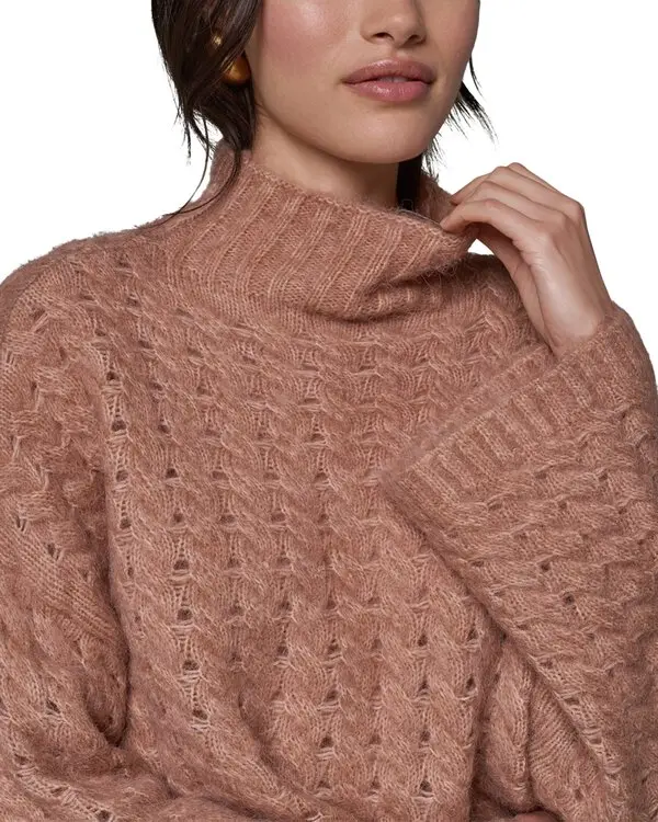 Donna Karan New York Mock Neck Basketweave Sweater