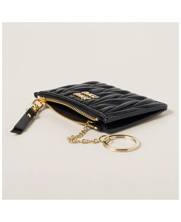 Miu Miu Matelasse Nappa Leather Zipper Card Holder
