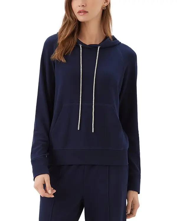 Karen Kane Rhinestone Drawstring Hoodie Sweatshirt