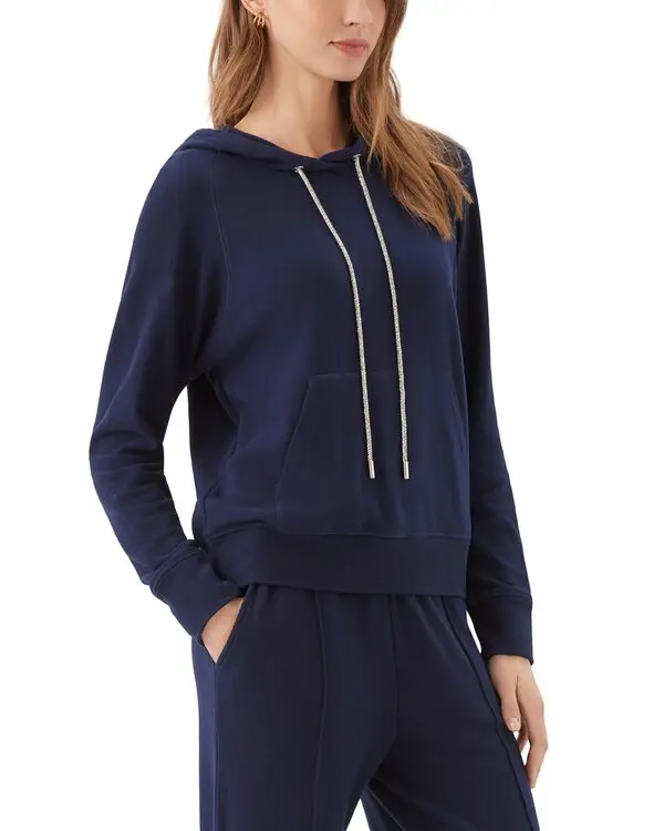 Karen Kane Rhinestone Drawstring Hoodie Sweatshirt
