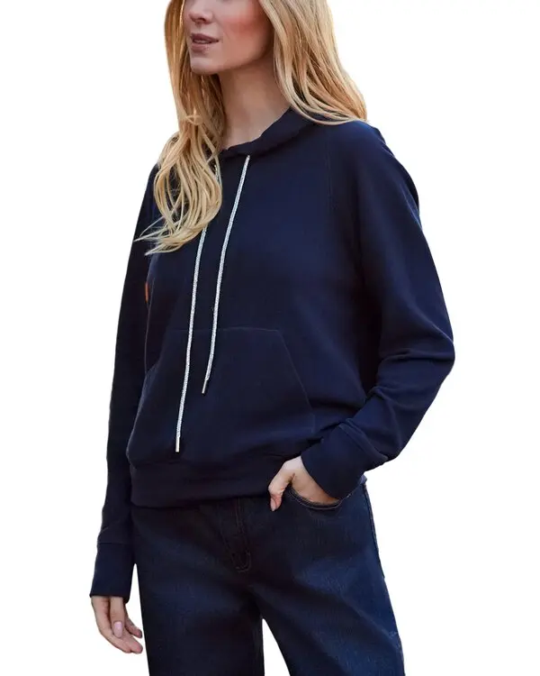 Karen Kane Rhinestone Drawstring Hoodie Sweatshirt