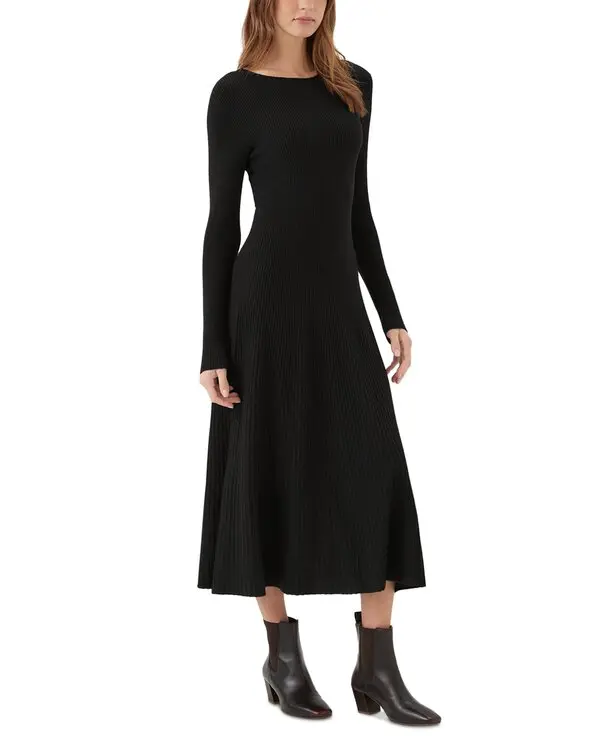 Karen Kane Round Neck Rib Knit Seamless Midi Sweater Dress
