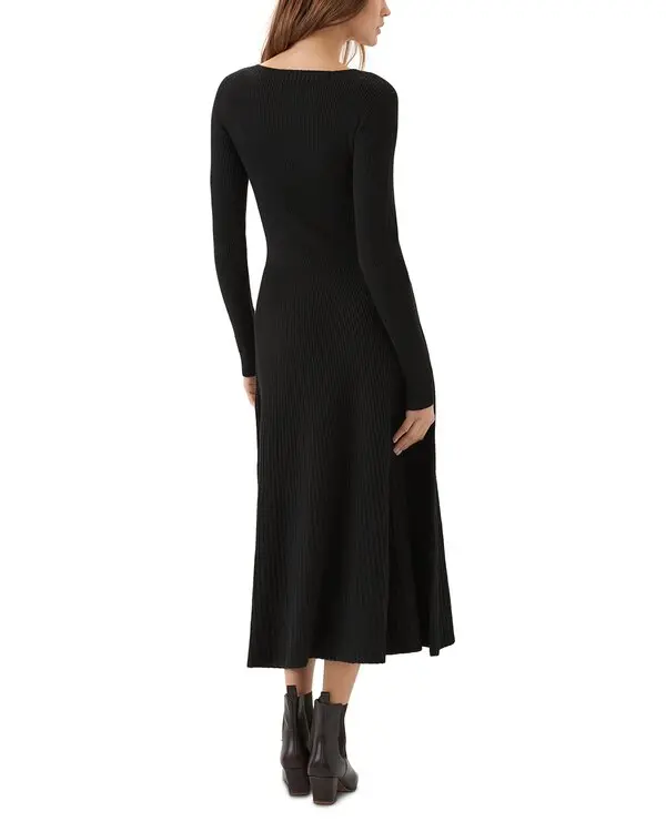 Karen Kane Round Neck Rib Knit Seamless Midi Sweater Dress