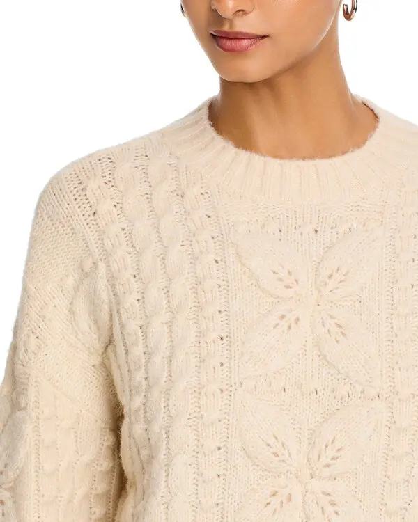 Aqua Floral Cable Knit Sweater Exclusive