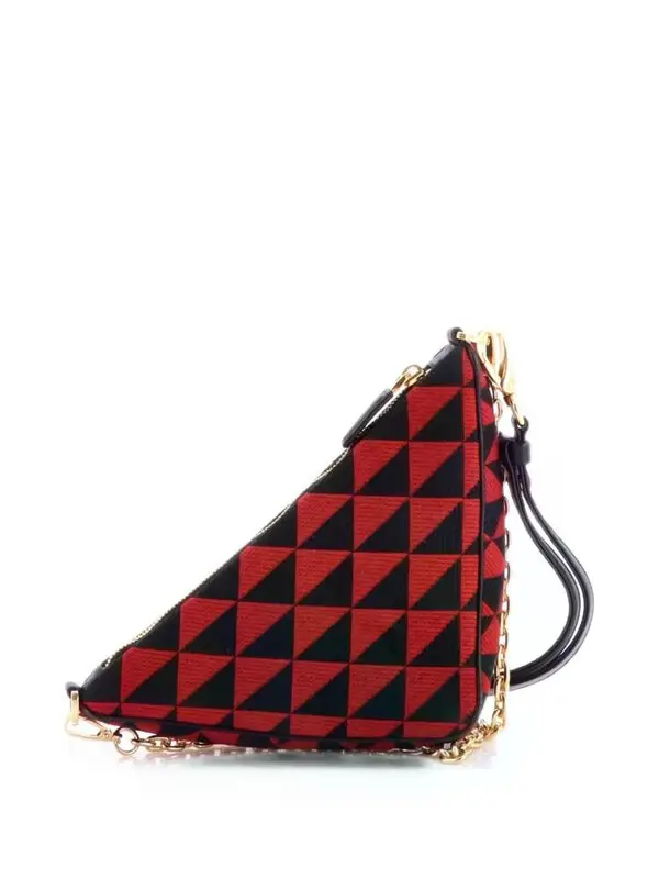 Prada Symbole Triangle Bag Leather And Jacquard Mini Shoulder Bag
