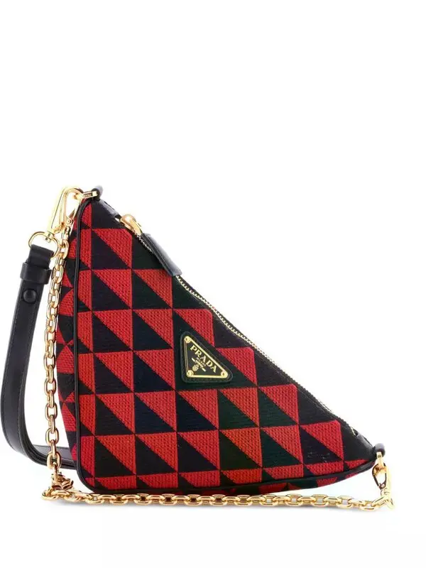 Prada Symbole Triangle Bag Leather And Jacquard Mini Shoulder Bag - Multicolour