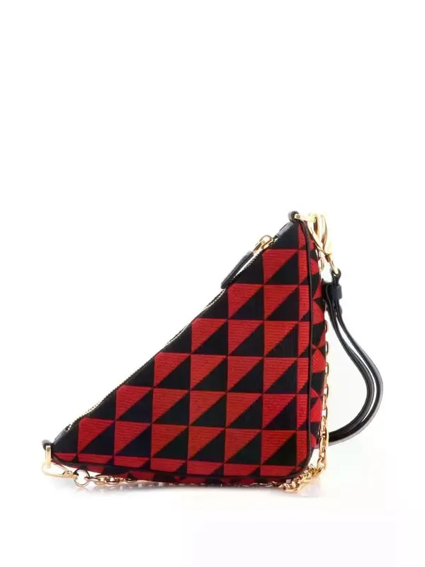 Prada Symbole Triangle Bag Leather And Jacquard Mini Shoulder Bag - Multicolour