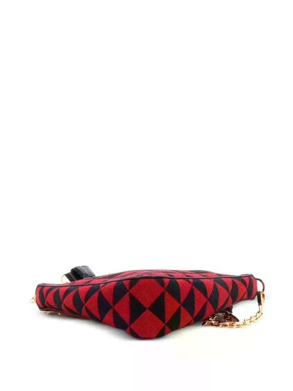 Prada Symbole Triangle Bag Leather And Jacquard Mini Shoulder Bag - Multicolour