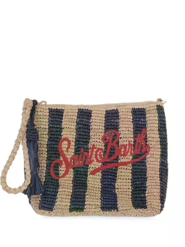 MC2 SAINT BARTH Striped Logo-embroidered Clutch Bag - Brown