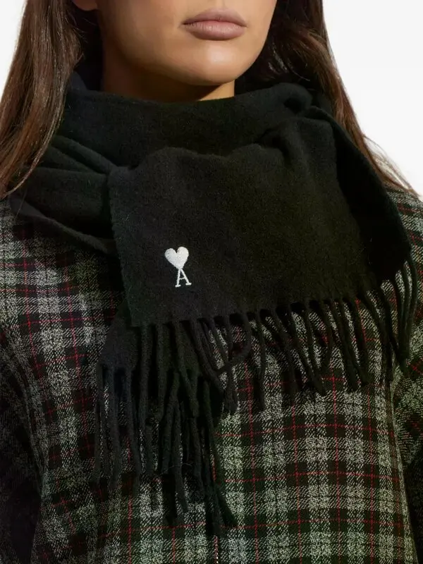 AMI Paris Wool Scarf With De Coeur