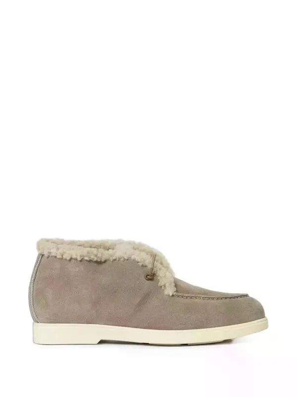 Fabiana Filippi Shearling-trim Suede Mules - Grey