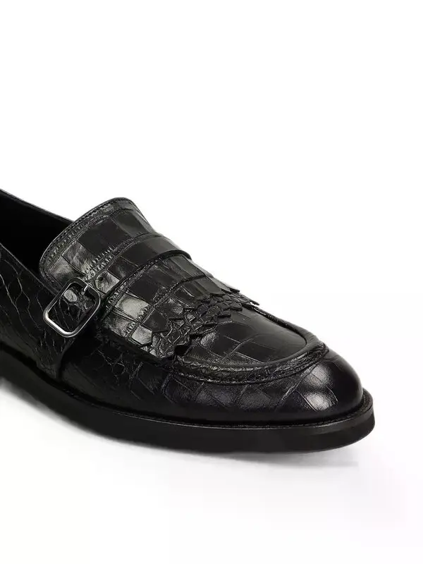 PEDRO MIRALLES Fringed Crocodile-effect Loafers