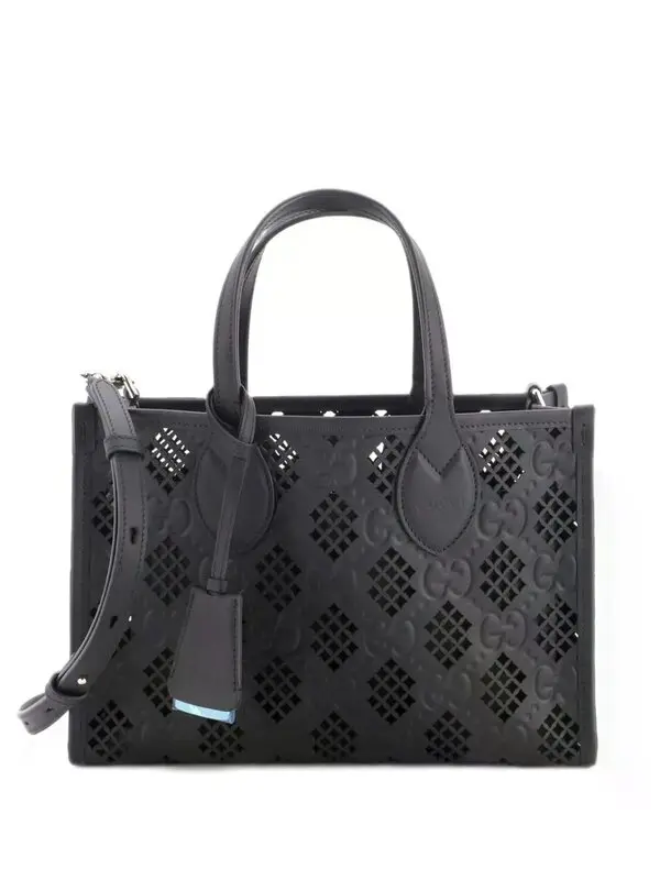 Gucci Convertible Gg Debossed Laser Cut Leather Small Tote Bag