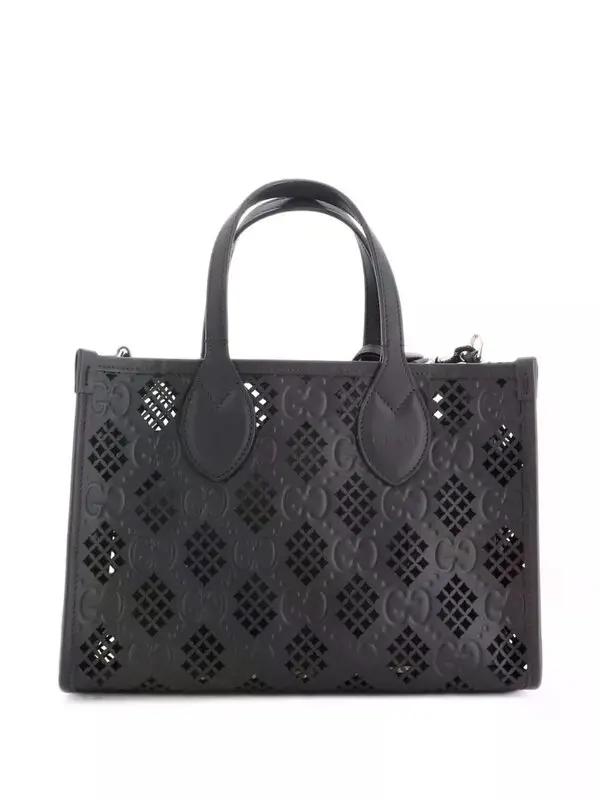 Gucci Convertible Gg Debossed Laser Cut Leather Small Tote Bag