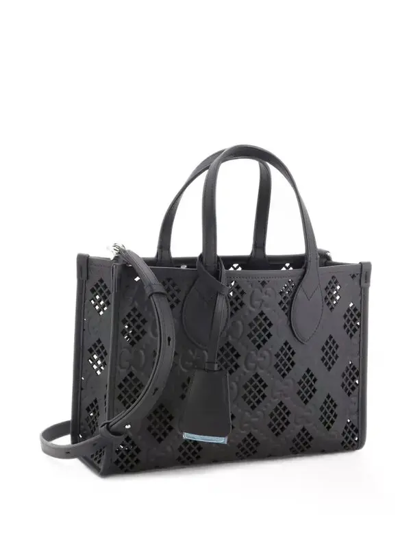 Gucci Convertible Gg Debossed Laser Cut Leather Small Tote Bag