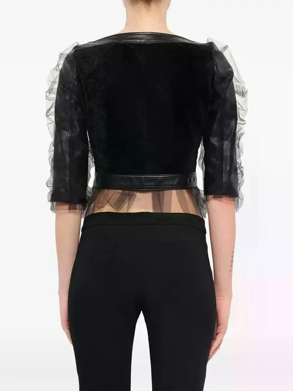Alexander McQueen Tulle-overlay Leather Jacket