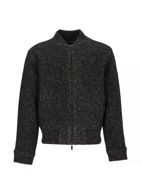 Emporio Armani Signature Capsule Marl-knit Zip-up Jacket - Black