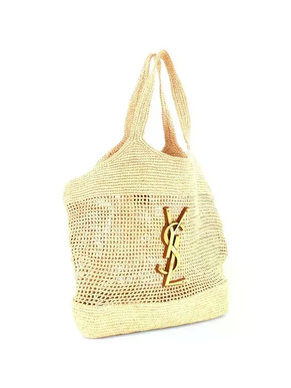 Saint Laurent Icare Shopping Raffia Maxi Tote Bag - Neutrals