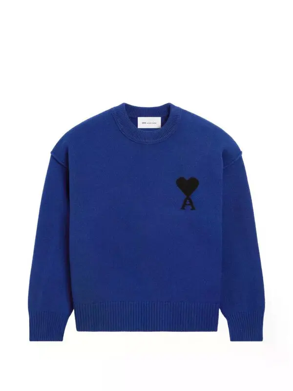 AMI Paris Crewneck Wool Sweater With De Coeur