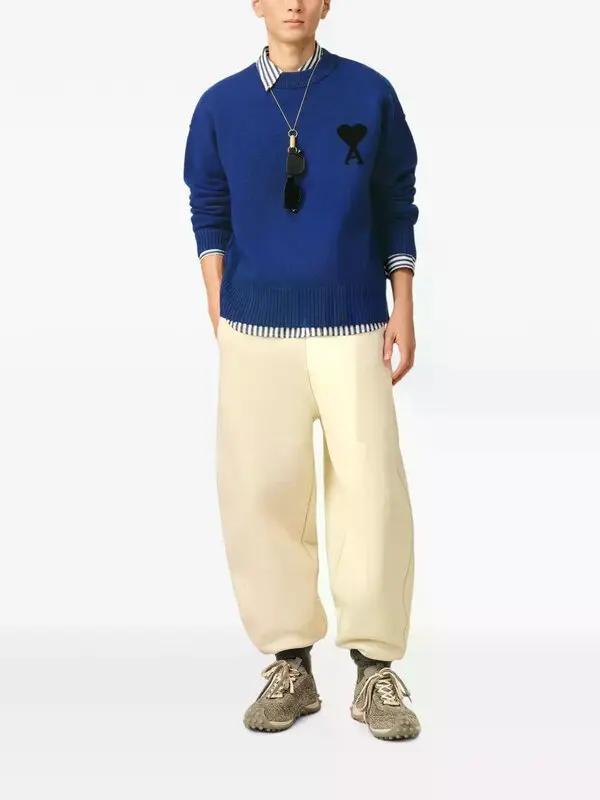 AMI Paris Crewneck Wool Sweater With De Coeur