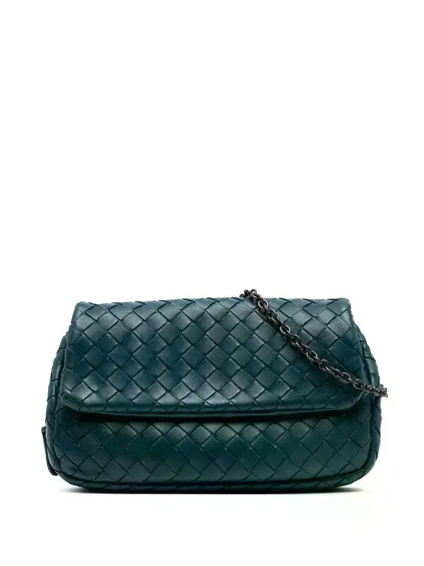 Bottega Veneta 2012-2025 Mini Nappa Intrecciato Expandable Chain Crossbody Bag - Blue