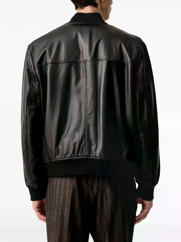 Armani Exchange Logo-embossed Leather Bomber Jacket