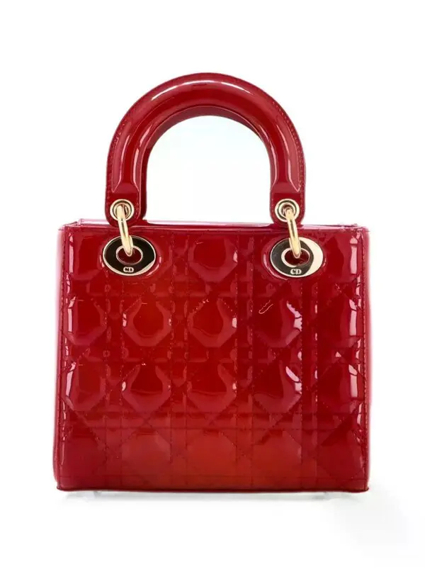 Dior My Abcdior Lady Bag Cannage Quilt Patent Small Satchel - Red