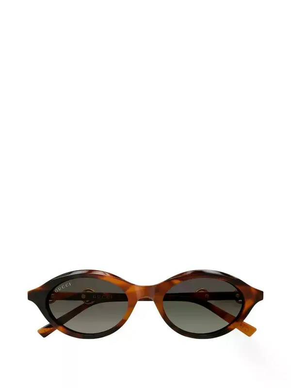 Gucci Horsebit Oval-frame Sunglasses - Brown