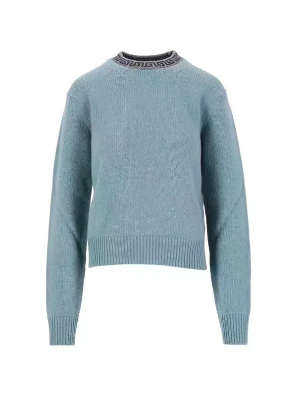 Versace Crewneck Wool & Cashmere Sweater - Blue