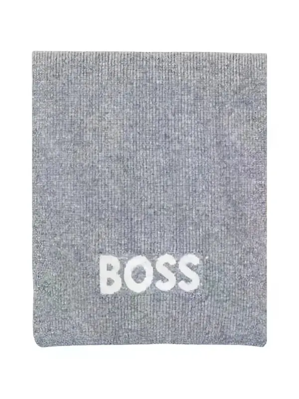 BOSS Logo-intarsia Ribbed Scarf