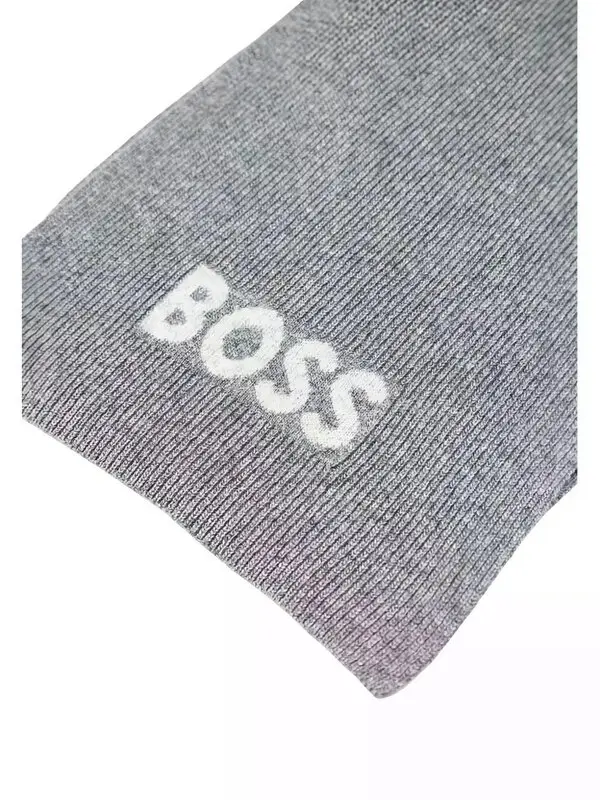 BOSS Logo-intarsia Ribbed Scarf