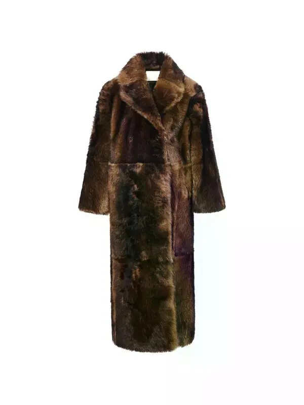 YVES SALOMON Fur-effect Shearling Coat - Brown