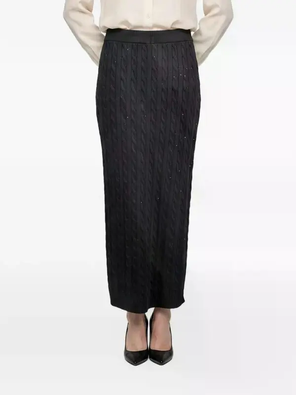 Brunello Cucinelli Sequin-embellished Cable-knit Maxi Skirt - Black