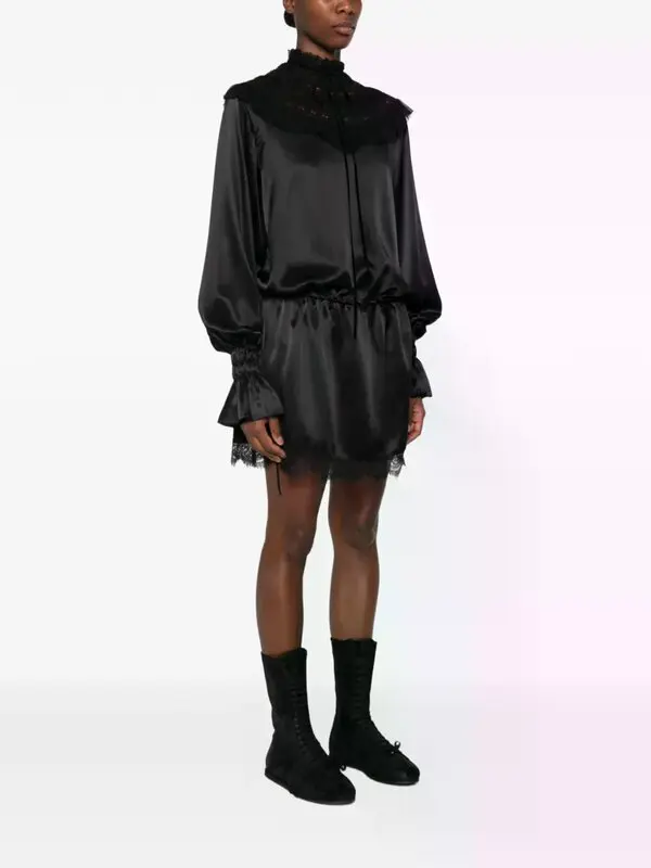 ANN DEMEULEMEESTER Lace-trimmed Ruffled Mini Dress