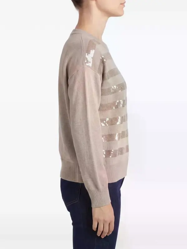 Brunello Cucinelli Sequin-embellished Striped Sweater