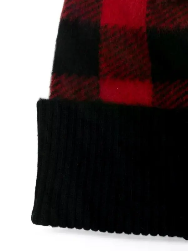 N°21 Check-pattern Ribbed Beanie Hat