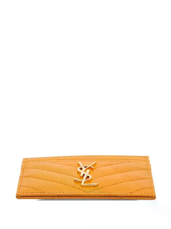 Saint Laurent 2023 Chevron Grain De Poudre Cassandre Card Holder - Yellow