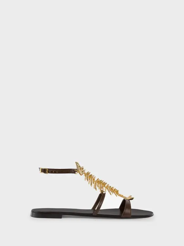 GIUSEPPE ZANOTTI Slim 2.0 Flat Sandal - Brown