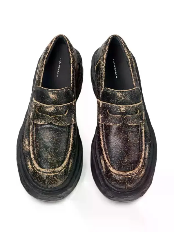 Camper Vamonos Crackled Leather Loafers