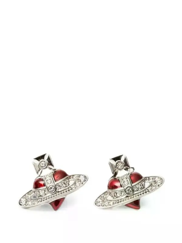 VIVIENNE WESTWOOD New Diamante Heart Earrings - Silver