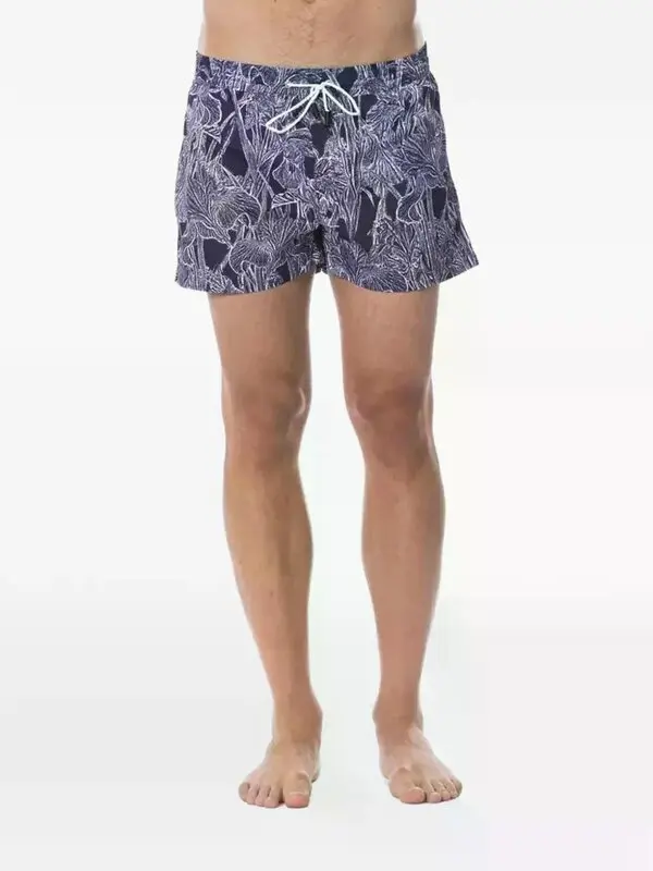 Roberto Cavalli Floral-print Swim Shorts - Blue
