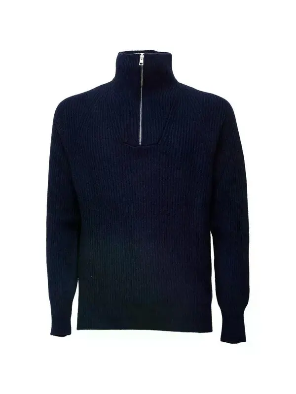 AMARANTO Half-zip Ribbed-knit Sweater
