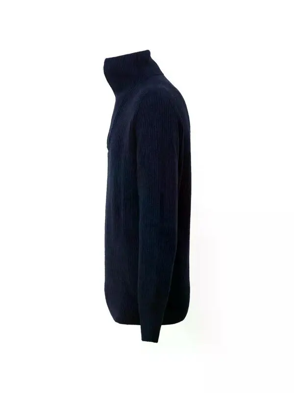 AMARANTO Half-zip Ribbed-knit Sweater