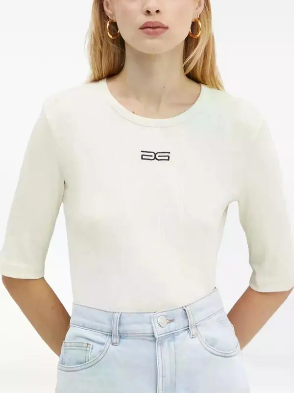 GESTUZ Embroidered-logo T-shirt - Neutrals