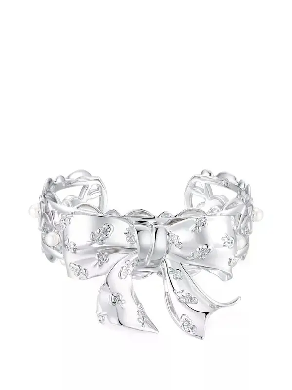 SHUSHU/TONG X Yvmin Bow-motif Cuff Bracelet - Silver